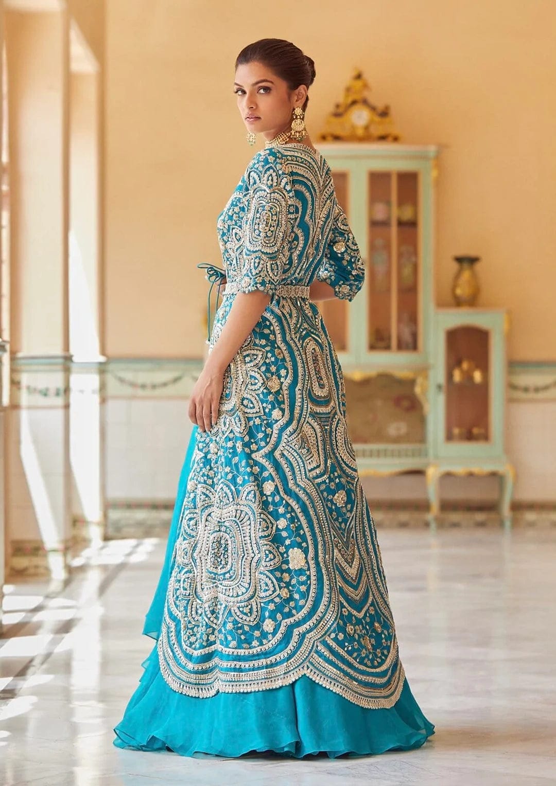 Pine Green Embroidered Jacket - Osaa by Adarsh